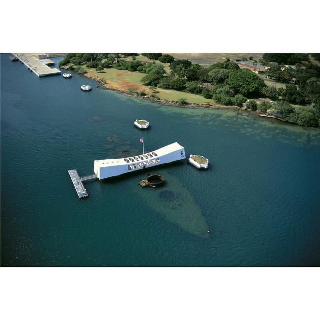 Hawaii Oahu Pearl Harbor Arizona Memorial Aerial View with Ship Visible ...