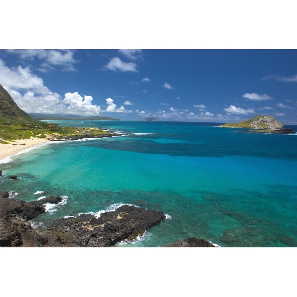 Hawaii Oahu View from Makapuu clear ocean water rabbit island dramatic ...