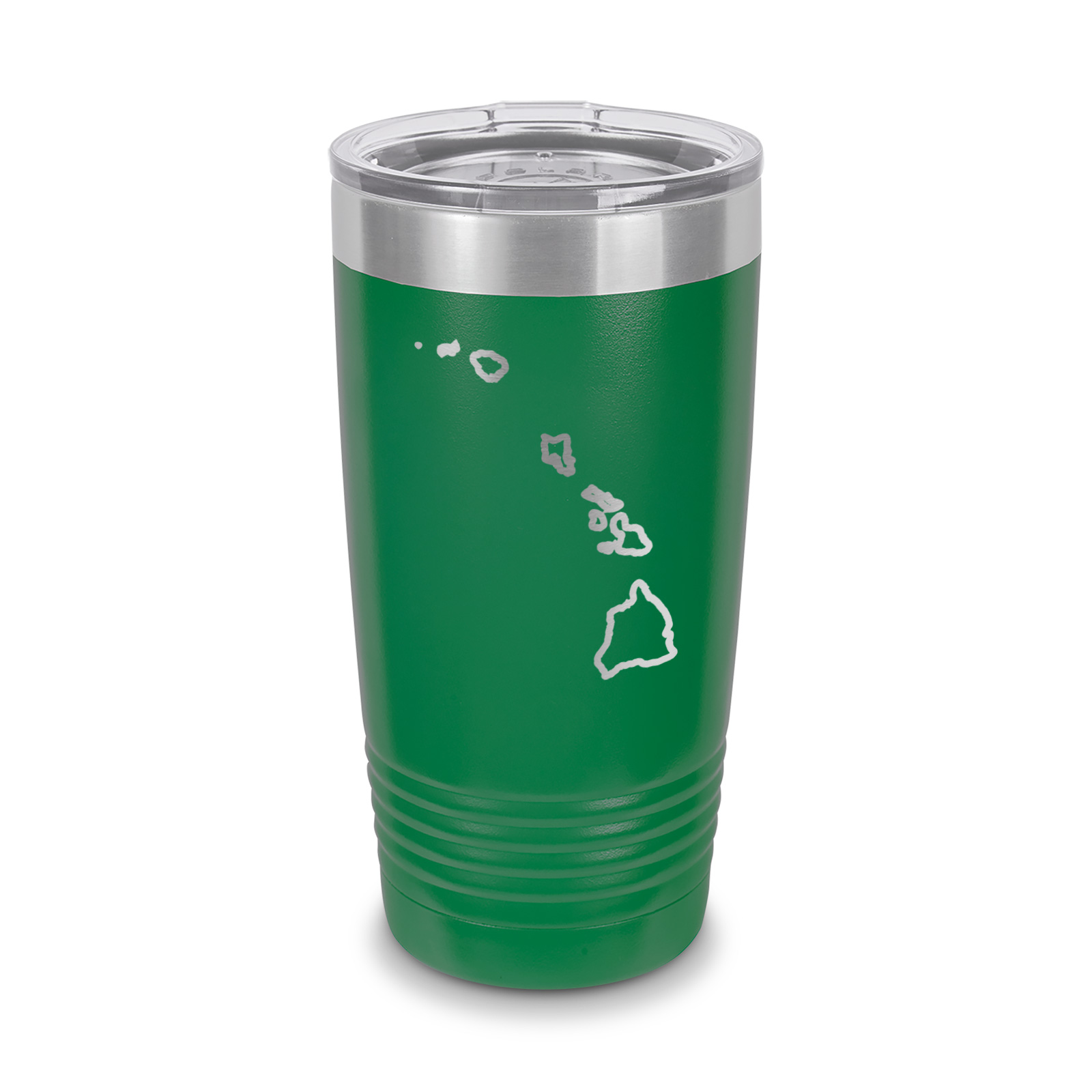 Hawaii Outline Tumbler 20 oz - Laser Engraved w/ Clear Lid - Stainless ...