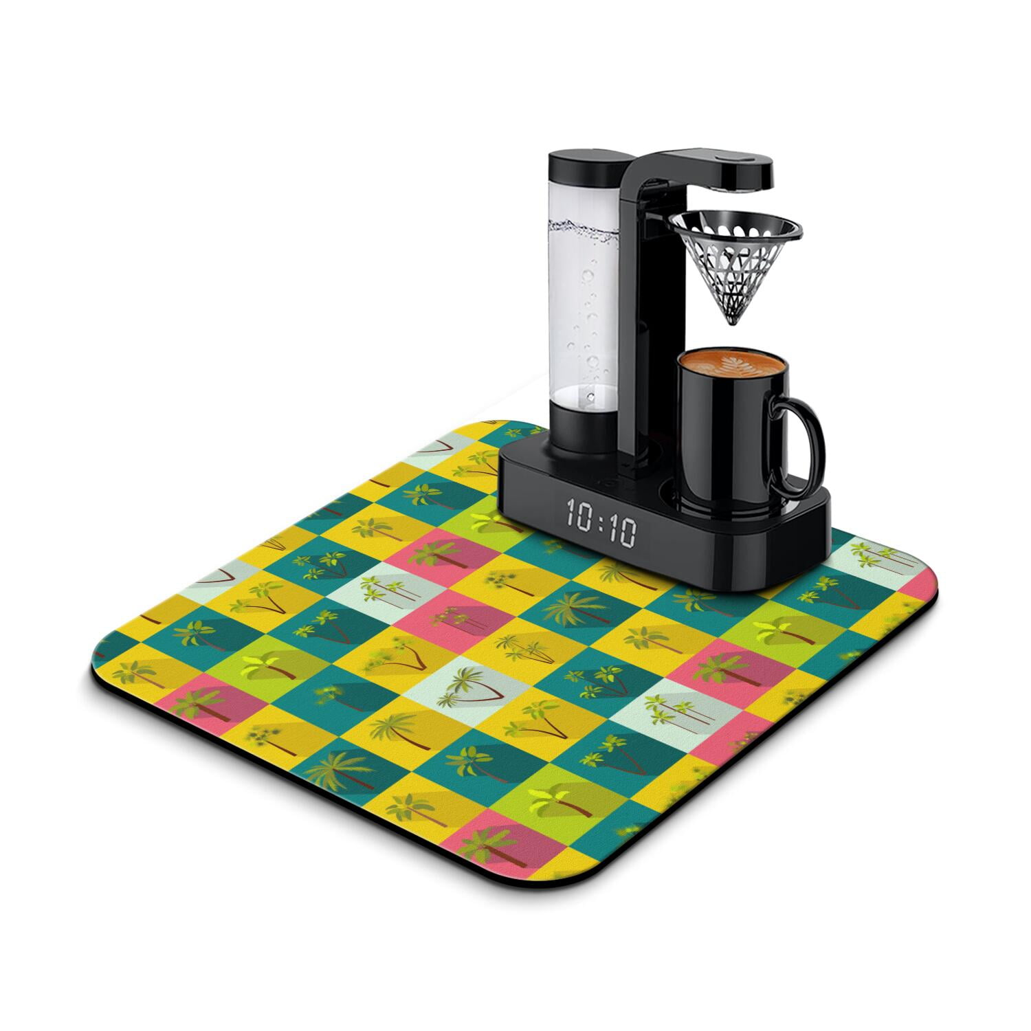 Hawaii Palm Tree Kitchen Mat, Absorbent Tropical Sunset Dish Drying Pad ...