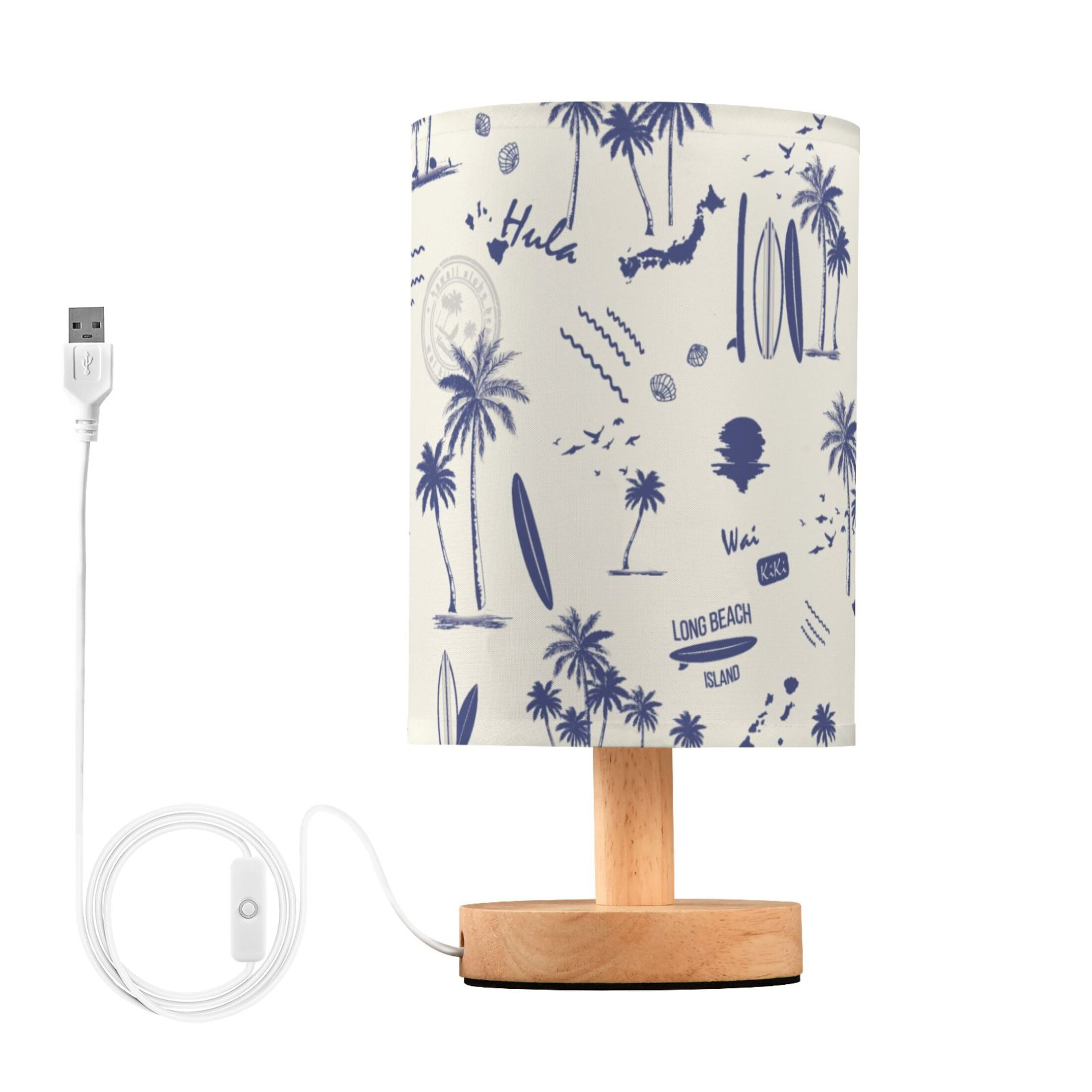 Hawaii Palm Tree Summer Bedside Table Lamp LED Warm Lights with USB ...
