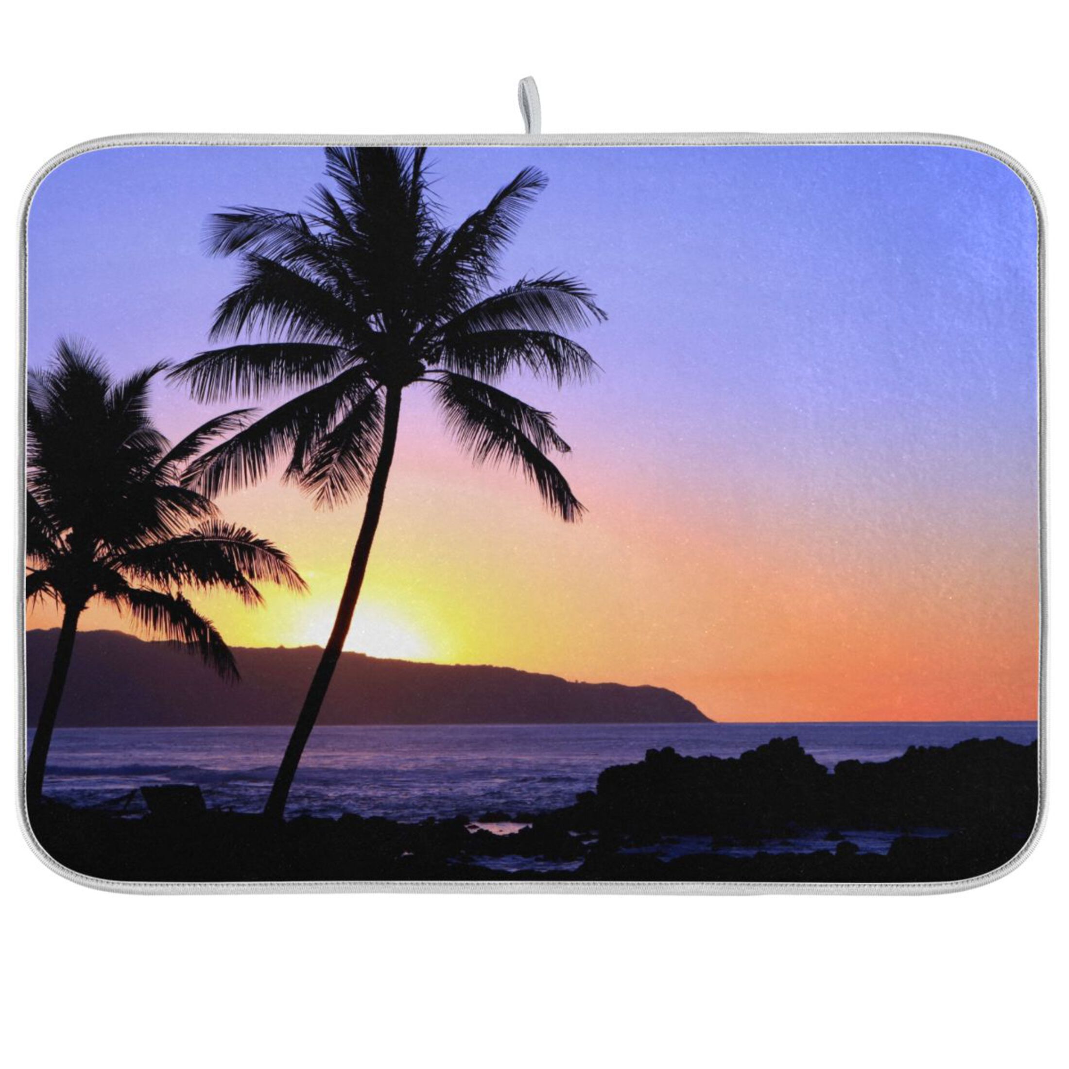 Hawaii Palm Tree Sunset Dish Drying Mat Microfiber Kitchen Mats Large ...