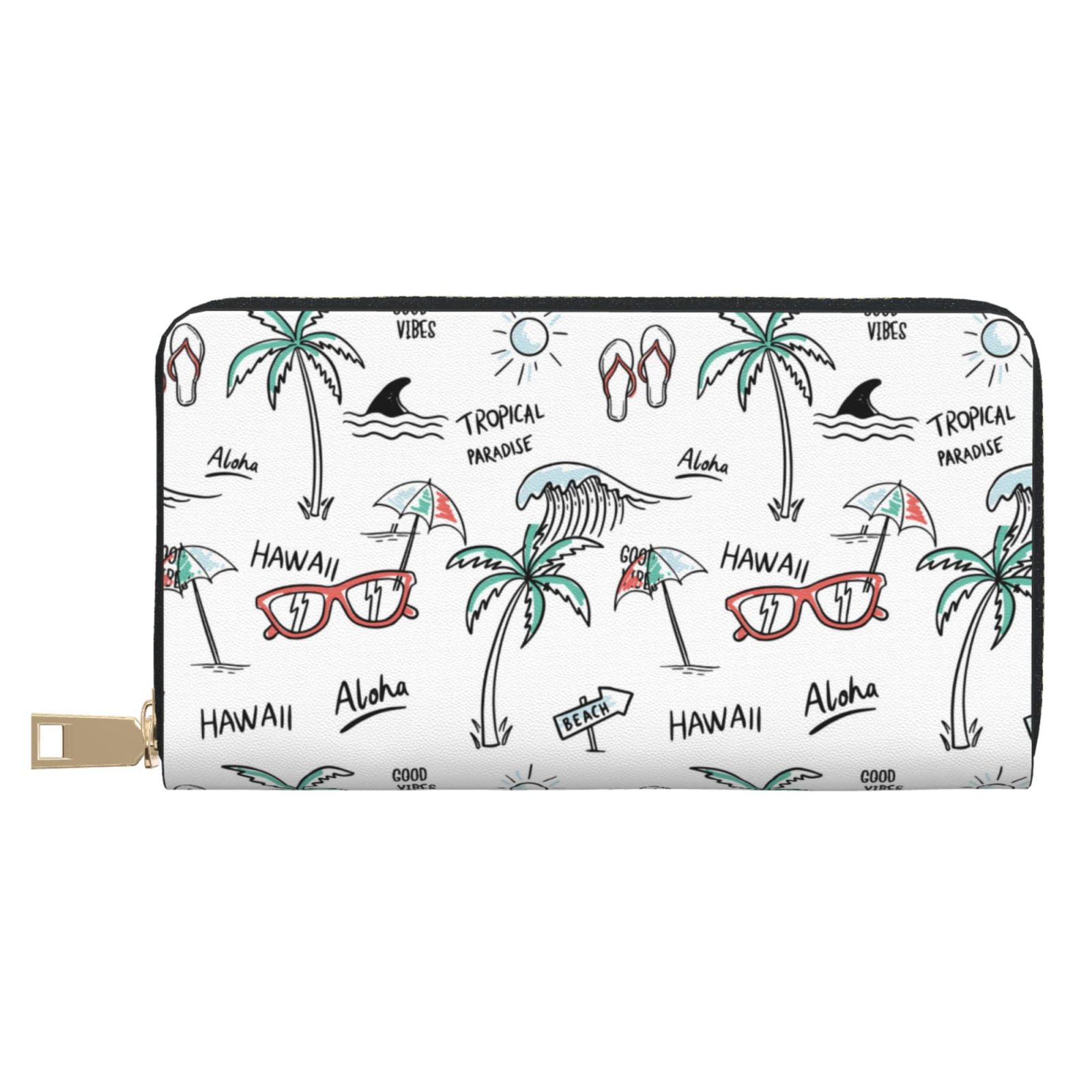 Hawaii Palm trees flip flops Wallet Women, Leather Bifold Multi Card ...