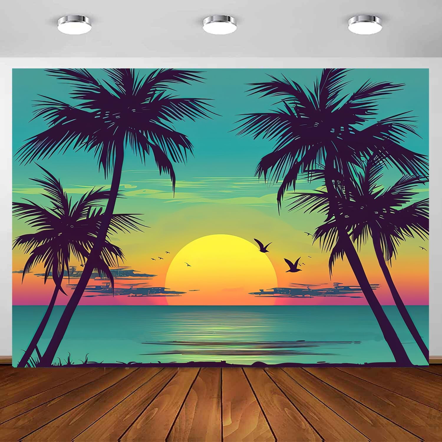 Hawaii Photo Backdrop, Tropical Summer Seaside Sunset Sunrise Banner ...