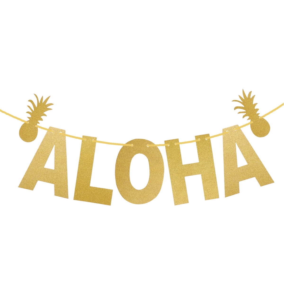 Hawaii Pineapple Banner Aloha Letter Glitter Hanging Bunting Banner for ...