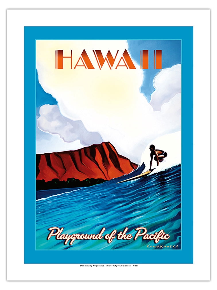 Hawaii - Playground of the Pacific - Surfing At Diamond Head - Vintage ...