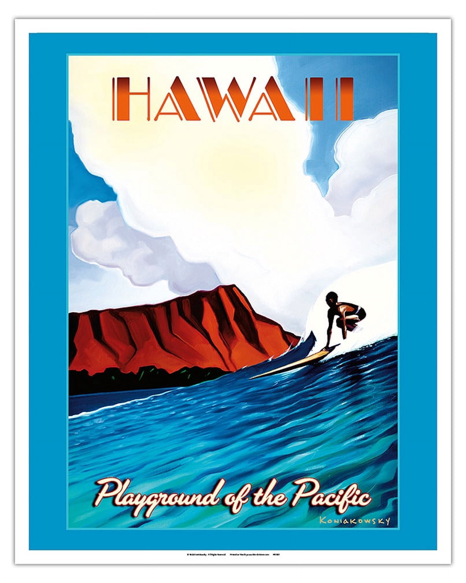 Hawaii - Playground of the Pacific - Surfing At Diamond Head - Vintage ...
