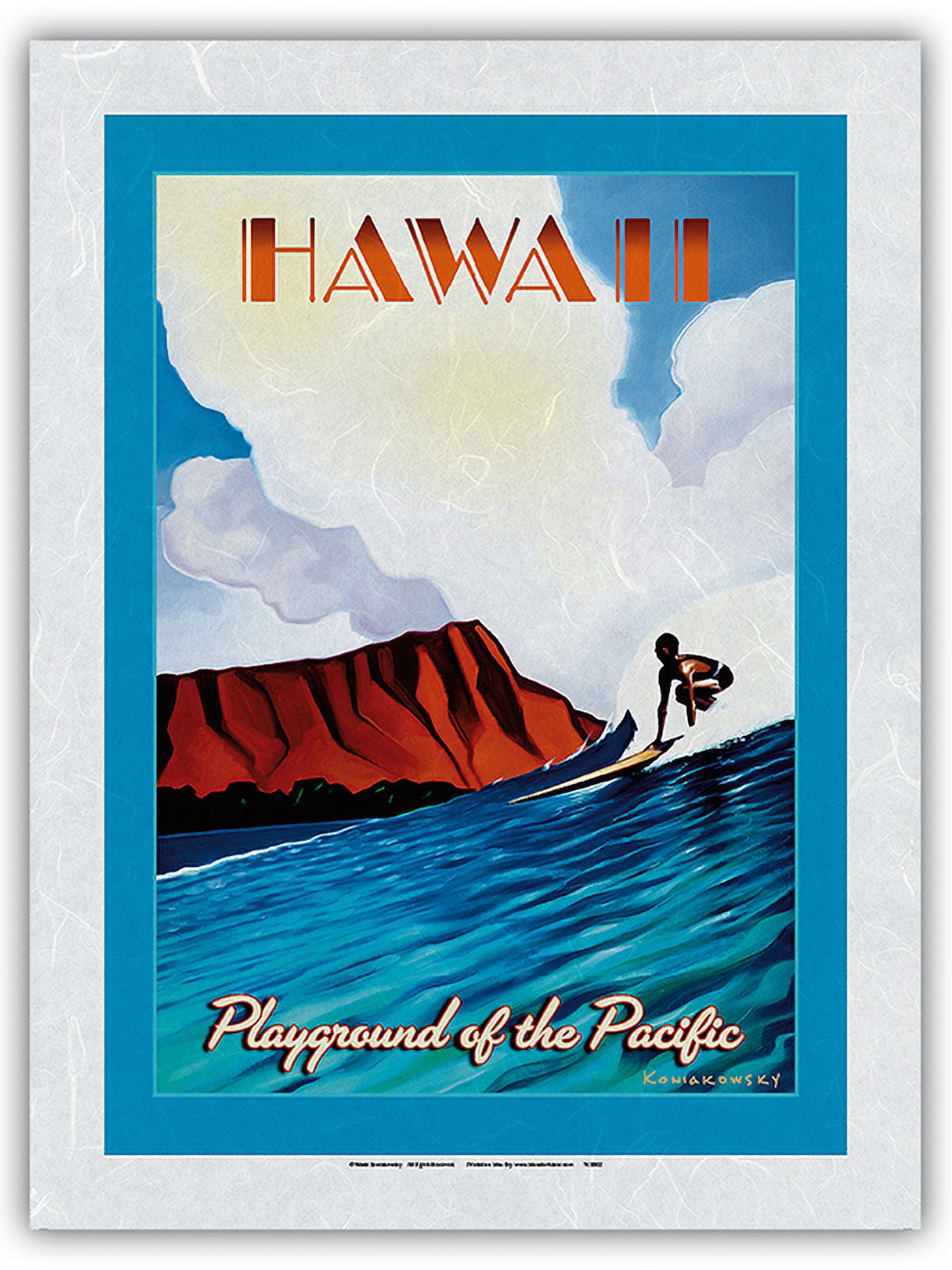 Hawaii - Playground of the Pacific - Surfing At Diamond Head - Vintage ...