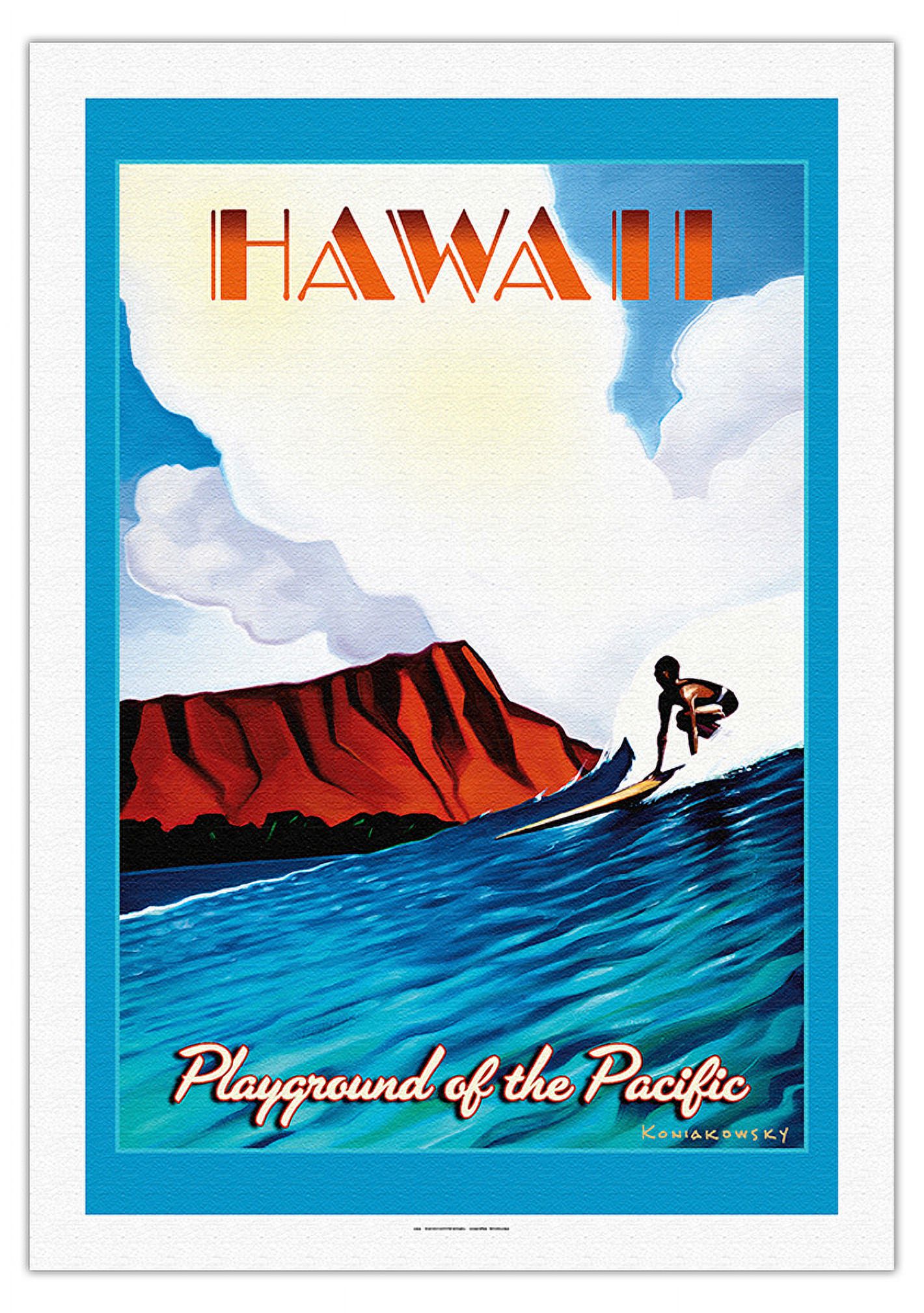 Hawaii - Playground of the Pacific - Surfing At Diamond Head - Vintage ...