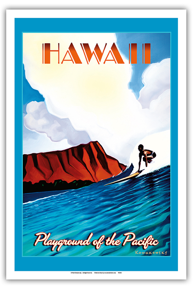 Hawaii - Playground of the Pacific - Surfing At Diamond Head - Vintage ...