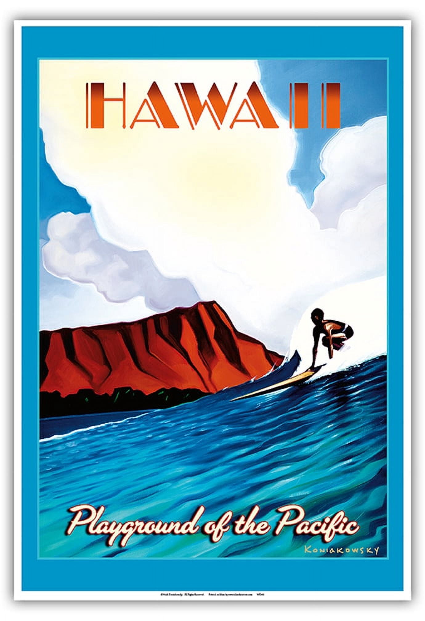 Hawaii - Playground of the Pacific - Surfing At Diamond Head - Vintage ...