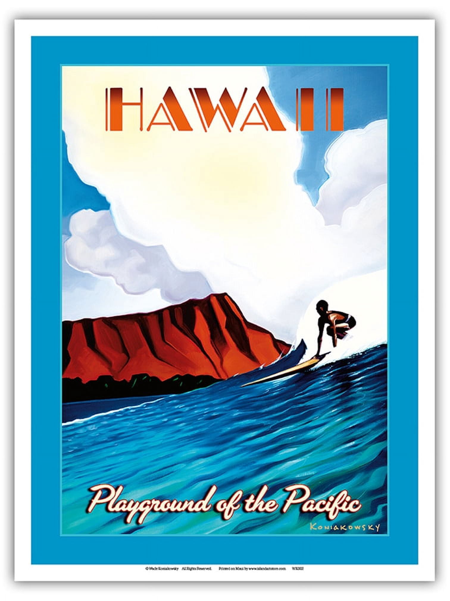 Hawaii - Playground of the Pacific - Surfing At Diamond Head - Vintage ...