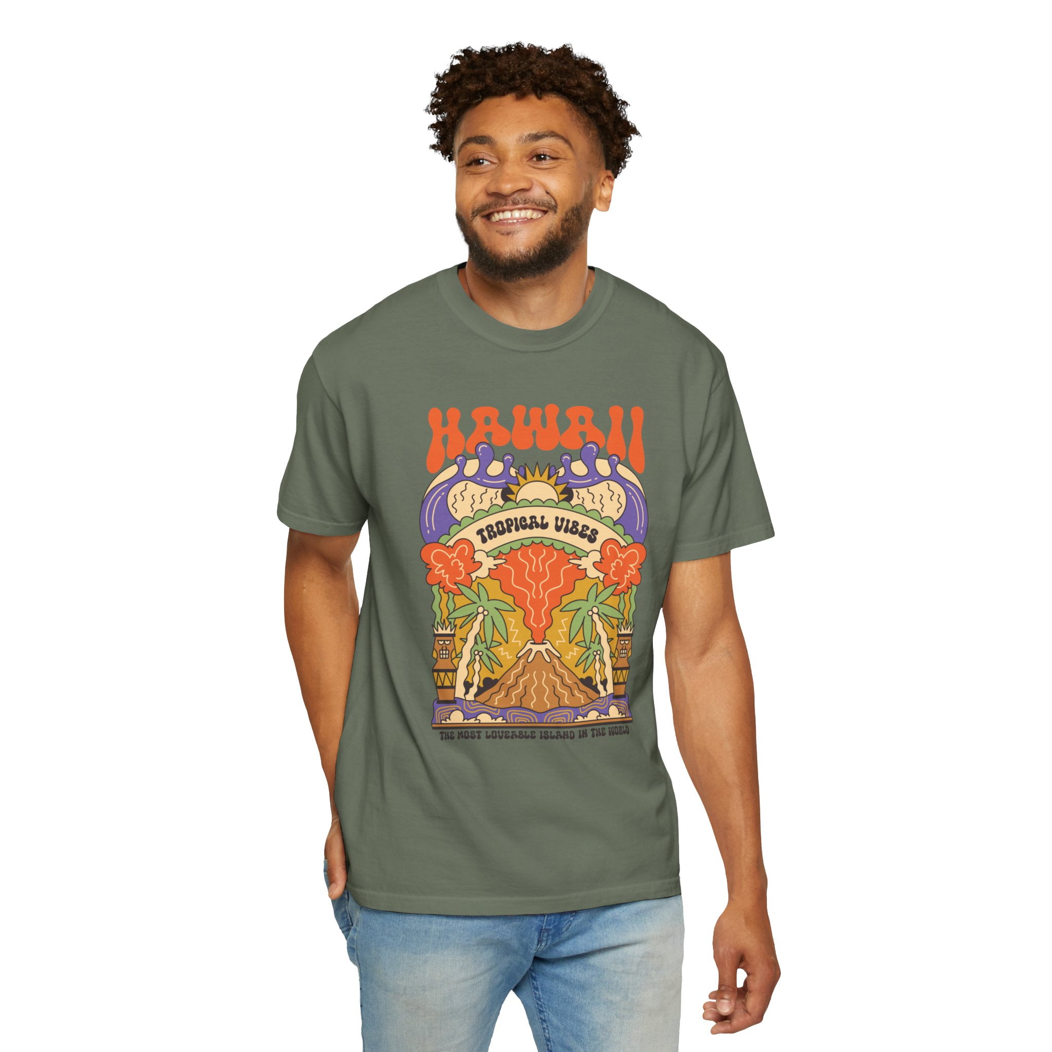 Hawaii Psychedelic 90s Y2K Style Comfort Colors Unisex Shirt - Walmart.com