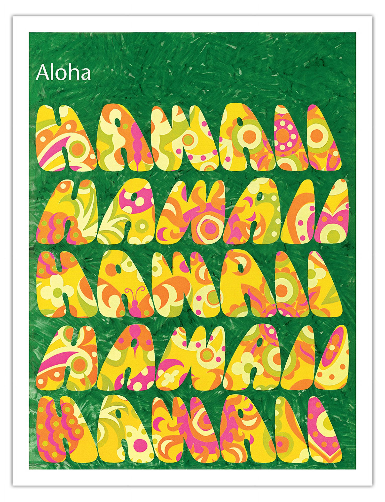 Hawaii - Psychedelic Flower Power - Vintage Hawaiian Travel Poster c ...