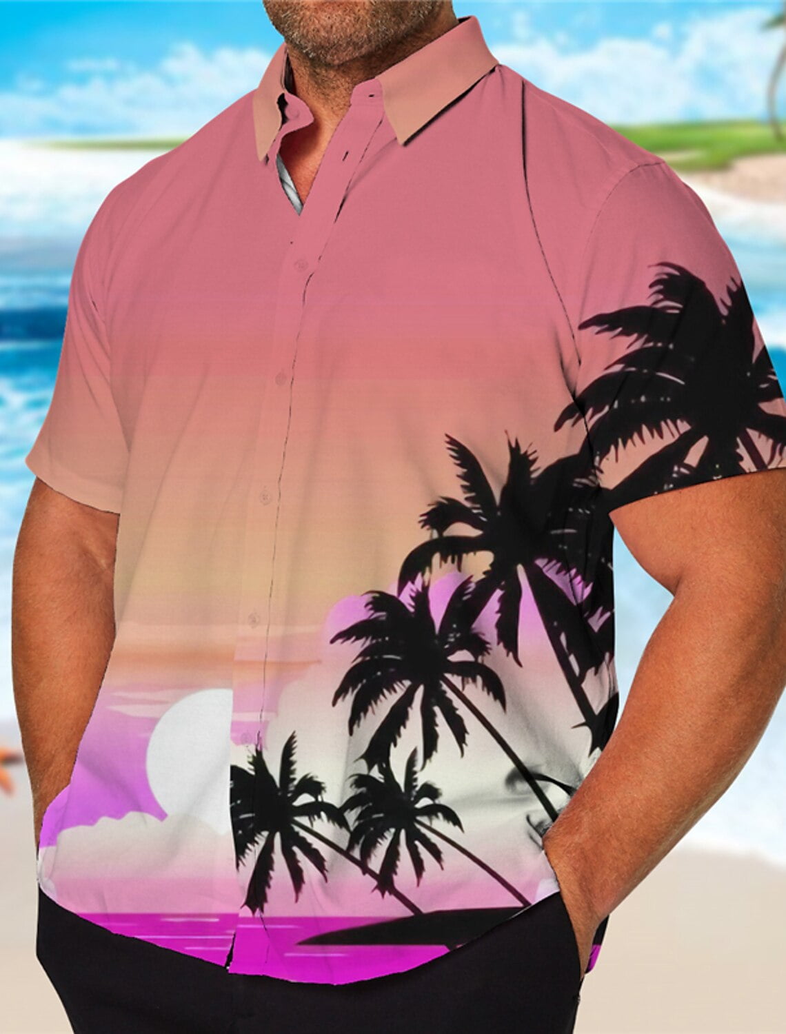Hawaii Purple Beach Party Mens Graphic Shirt Summer Hawaiian Coconut ...