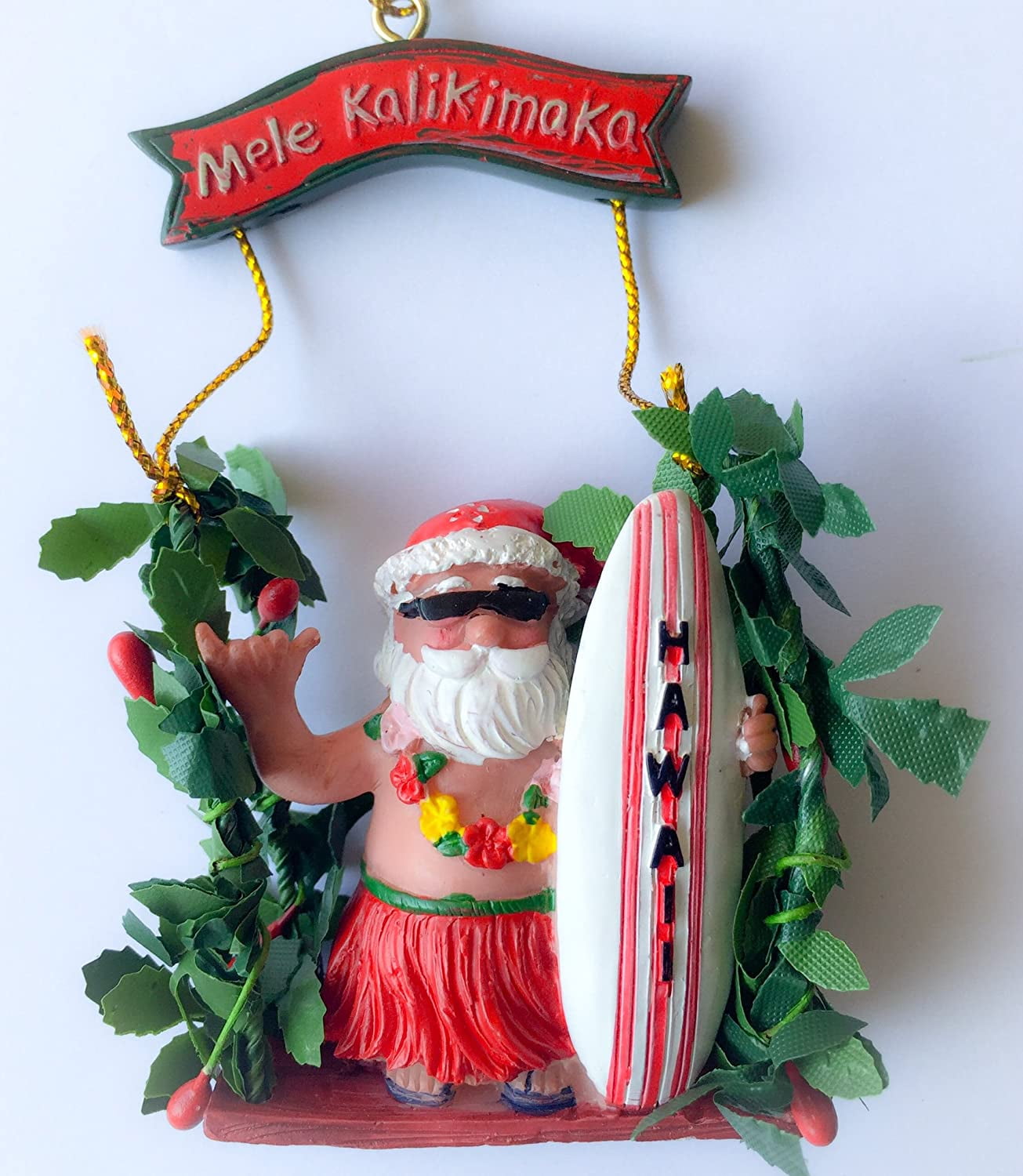 Hawaii Santa Ornament - Hand-Painted Polyresin - 2in x 3in - Walmart.com