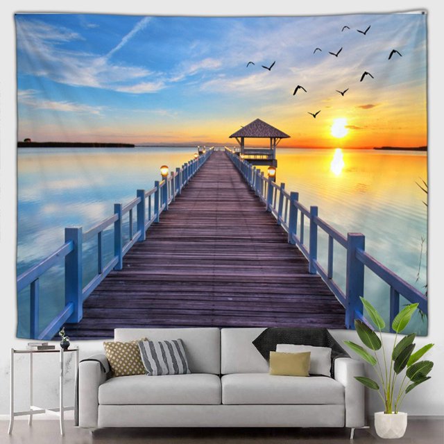 Hawaii Scenery Outdoor Tapestry Ocean Beach Tropical Plants Sailboat ...