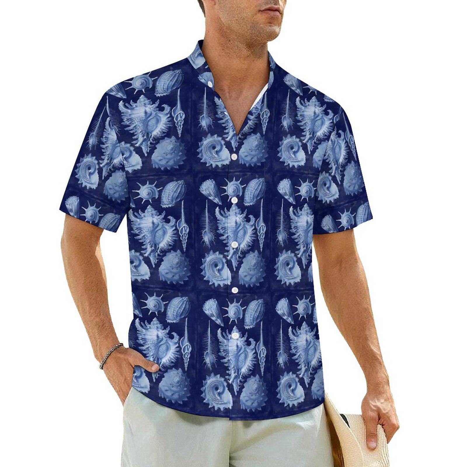 Hawaii Shirt Beach Sea Shells Blouses and White Retro Casual Shirts ...
