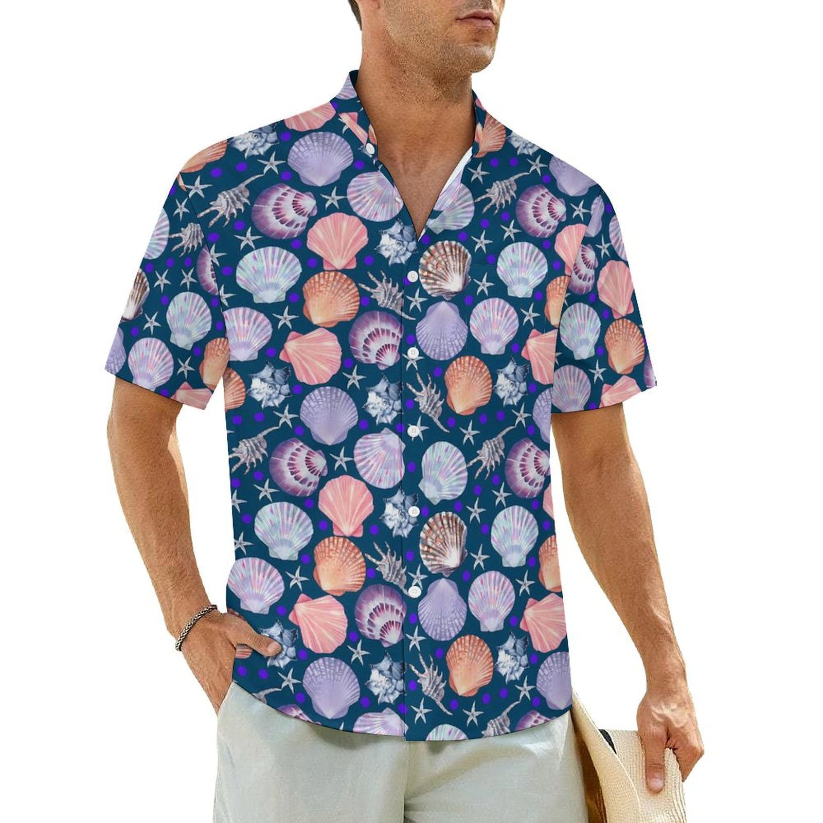 Hawaii Shirt Beach Sea Shells Blouses and White Retro Casual Shirts ...