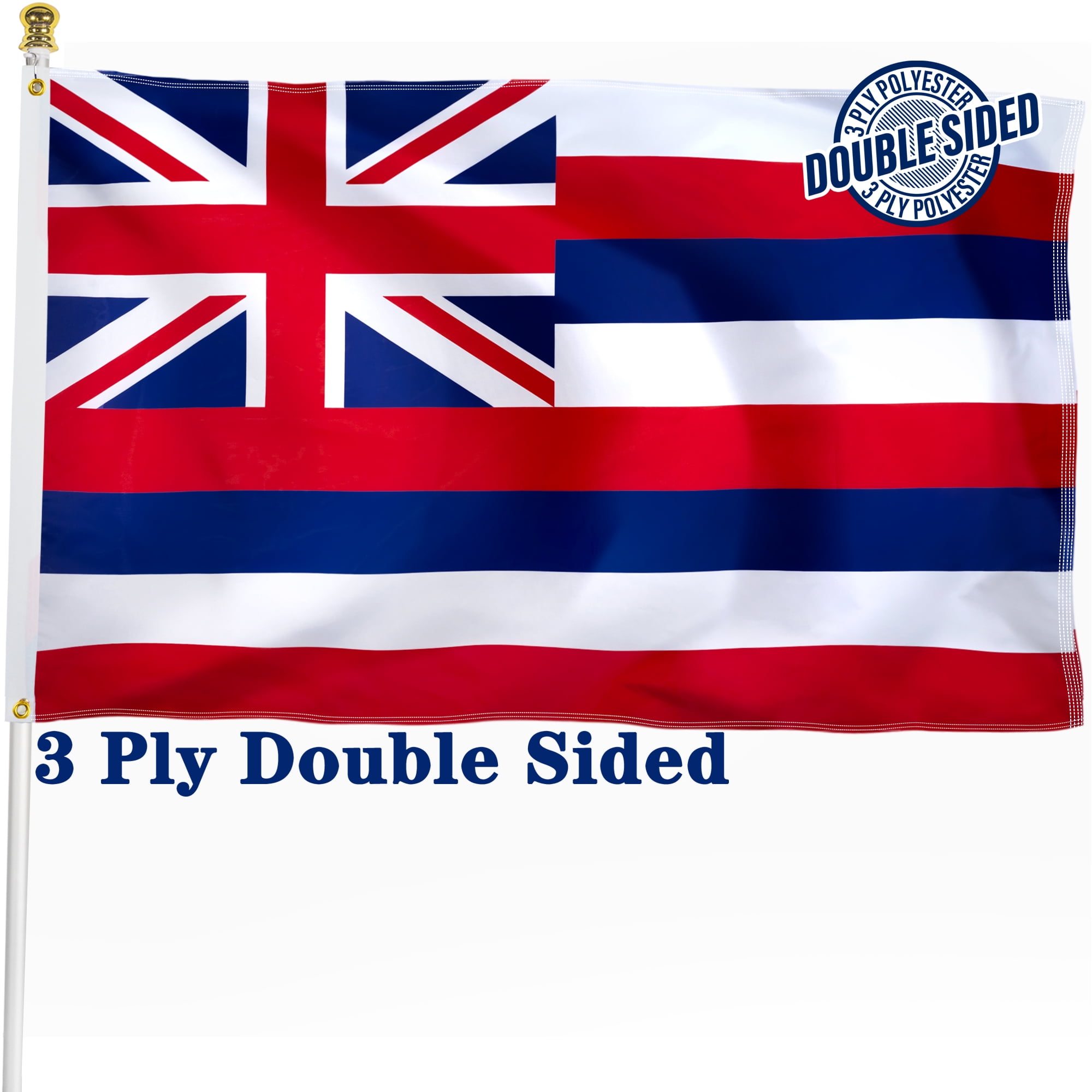 Hawaii State Flag 3x5 ft, 3 Ply Double Sided Durable Polyester HI ...