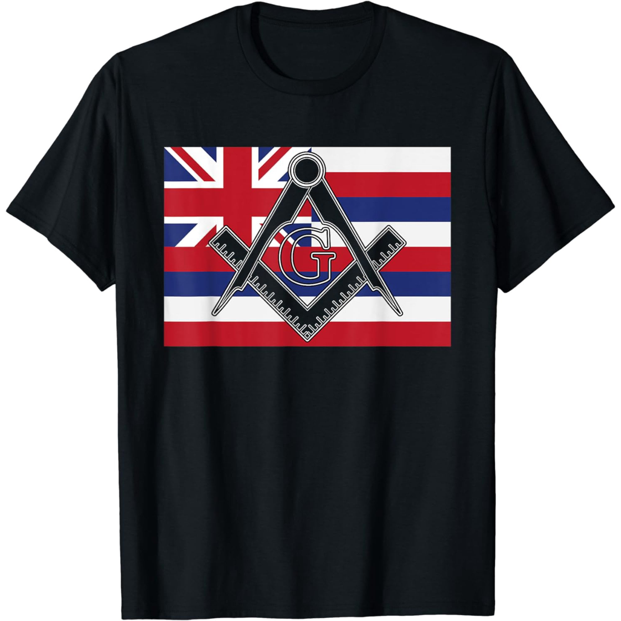 Hawaii State Flag Masonic Square & Compass Freemason pure cotton T ...
