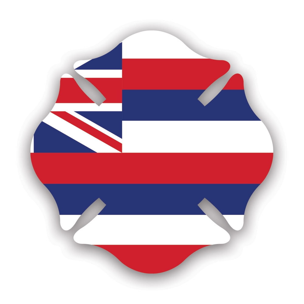 Hawaii State Maltese Cross Shaped Sticker Decal - Self Adhesive Vinyl ...