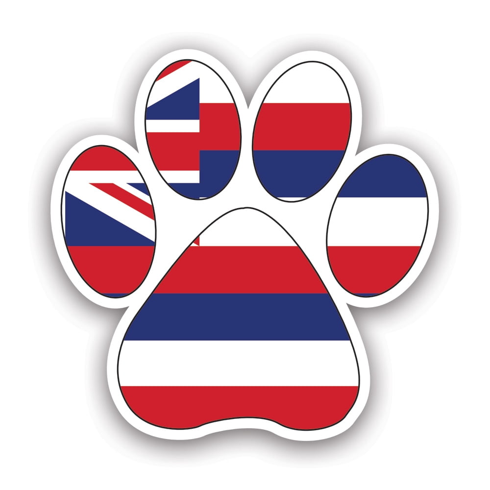 Hawaii State Paw Print Shaped Sticker Decal - Self Adhesive Vinyl ...