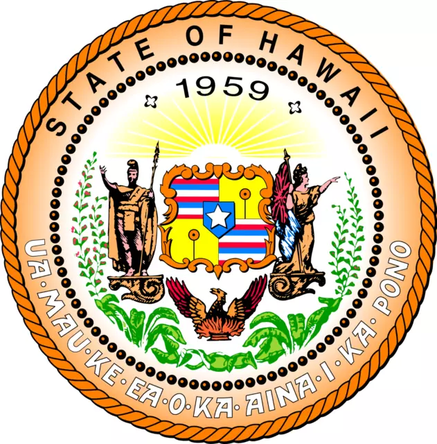 Hawaii State Seal Sticker Phone Decal Water Bottle Stickers Car Decals ...
