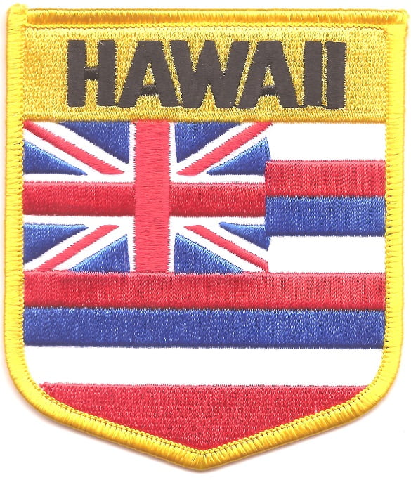 Hawaii State Shield Patch; Measure 3 1/8'" x 3 1/2", Embroidered Iron ...