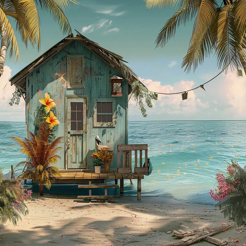 Hawaii Summer Beach Seaside Cabin Kids Adult Birthday Party Portrait r ...