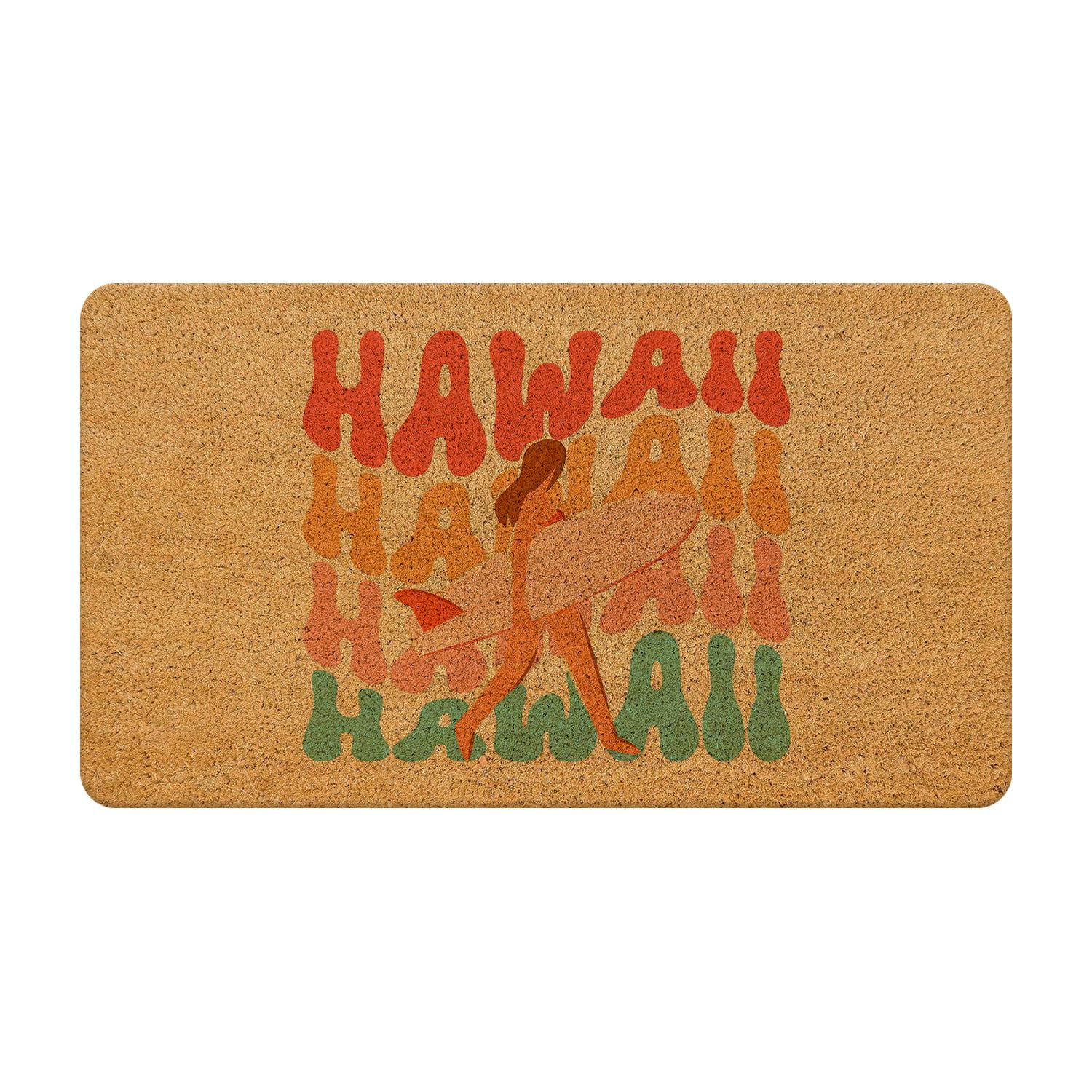 Hawaii Surf Girl Coir Door Mats Outdoor Hawaii Decor Front Door Mat ...