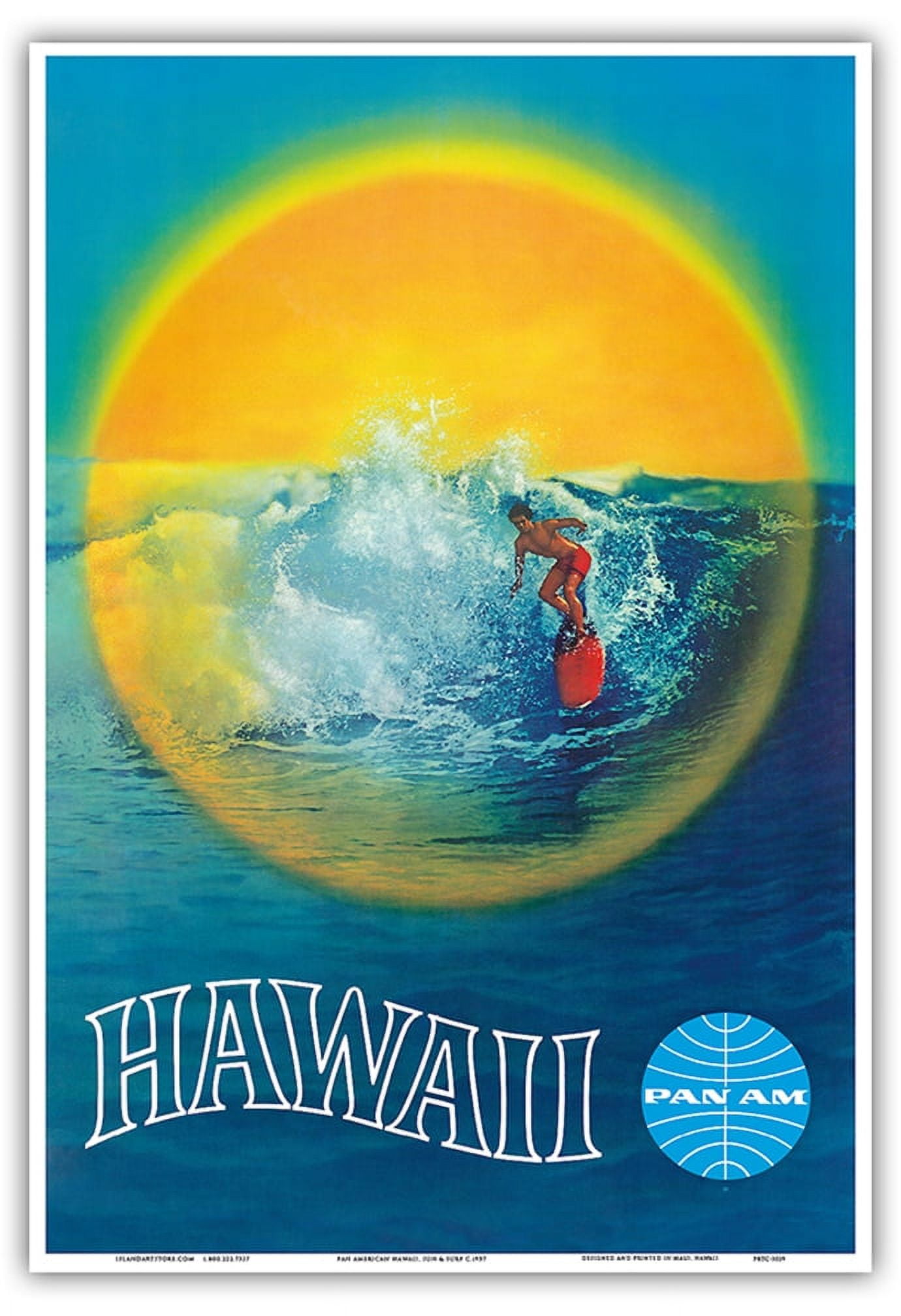 Hawaii - Surfer - Vintage Hawaiian Travel Poster c.1960 - Master Art ...