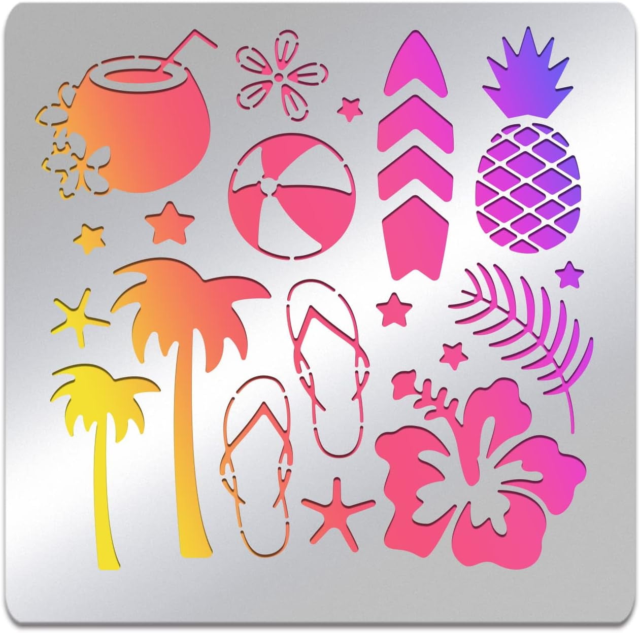 Hawaii Theme Stainless Steel Stencil Template Summer Coconut Beach Ball ...