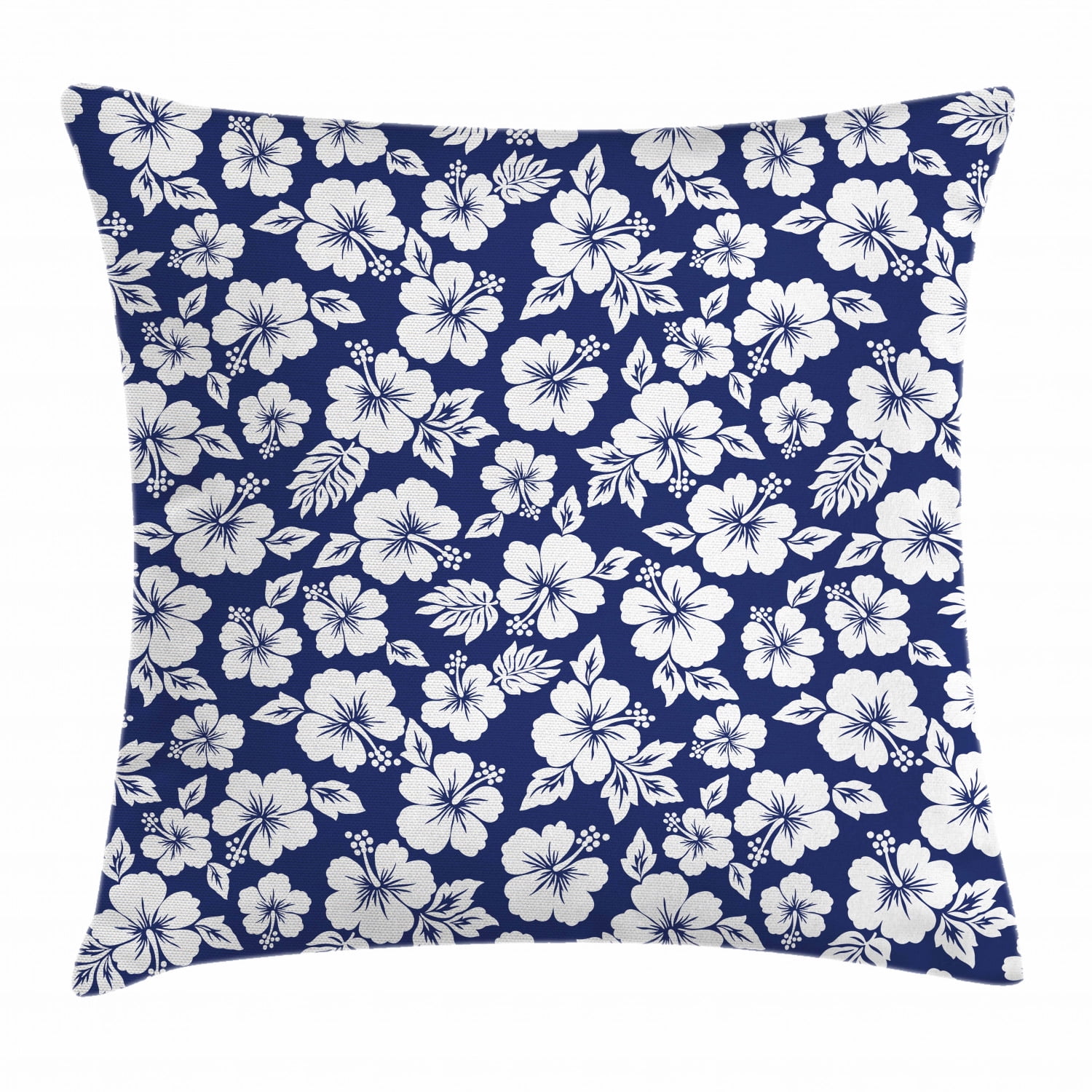 Hawaii Throw Pillow Cushion Cover, Hibiscus Silhouettes Flowering ...