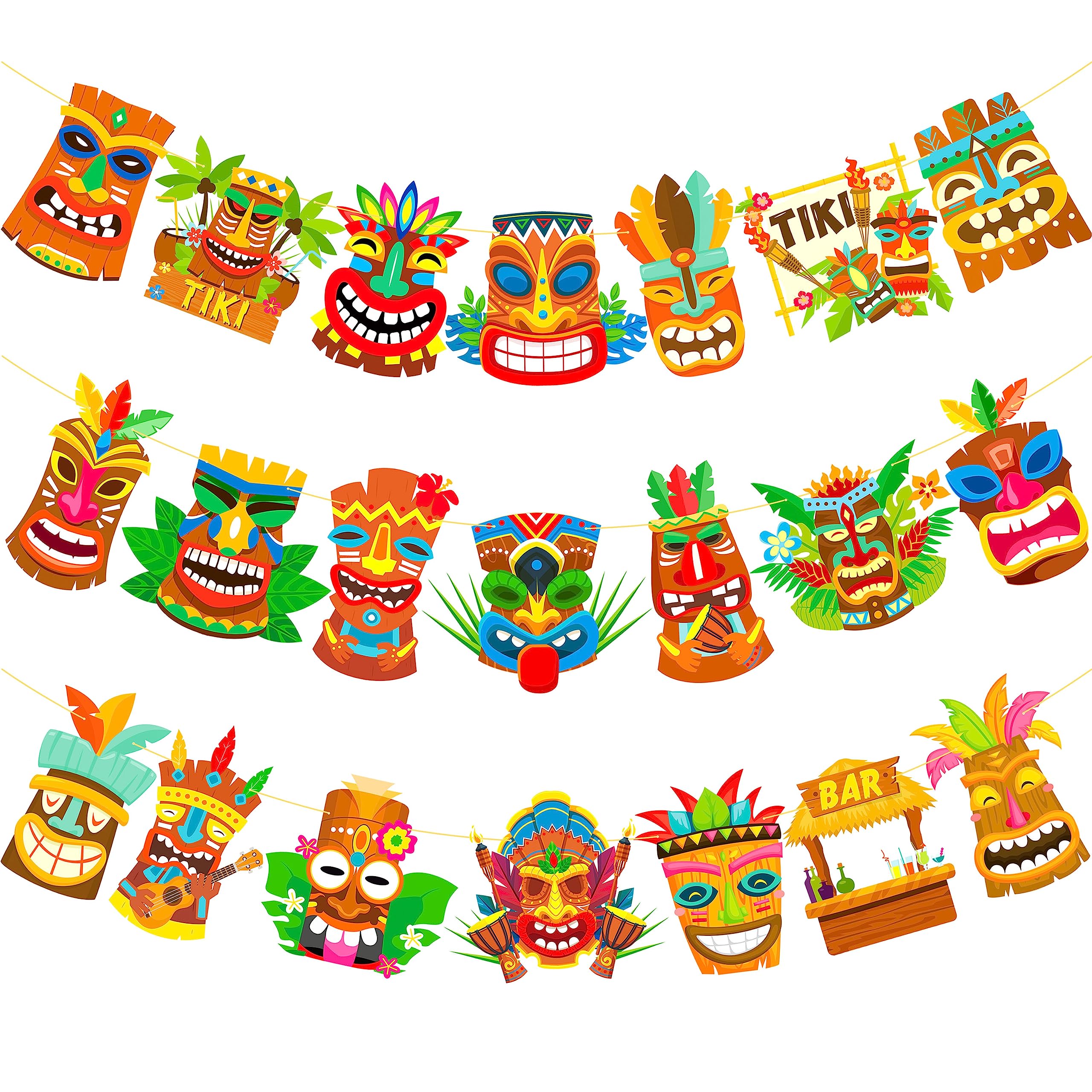 Hawaii Tiki Banner Hawaiian Luau Birthday Party Banners Aloha Garlands ...