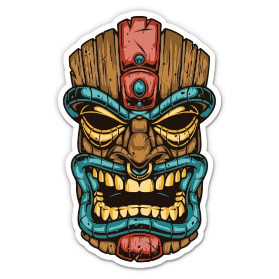 Hawaii Tiki Mask - 12" Vinyl Sticker Waterproof Decal - Walmart.com