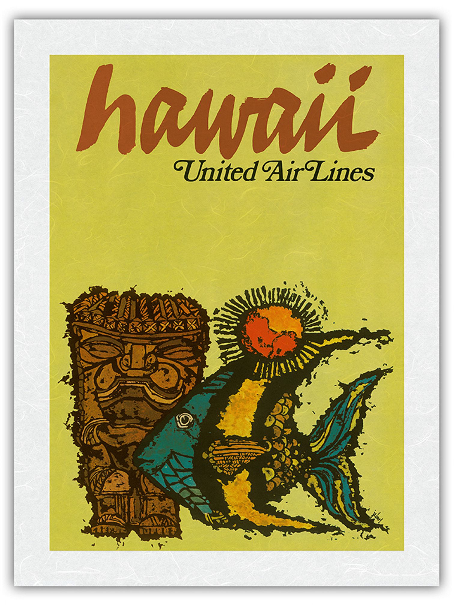 Hawaii - Tiki and Moorish Idol (Kihi Kihi) Fish - United Air Lines ...