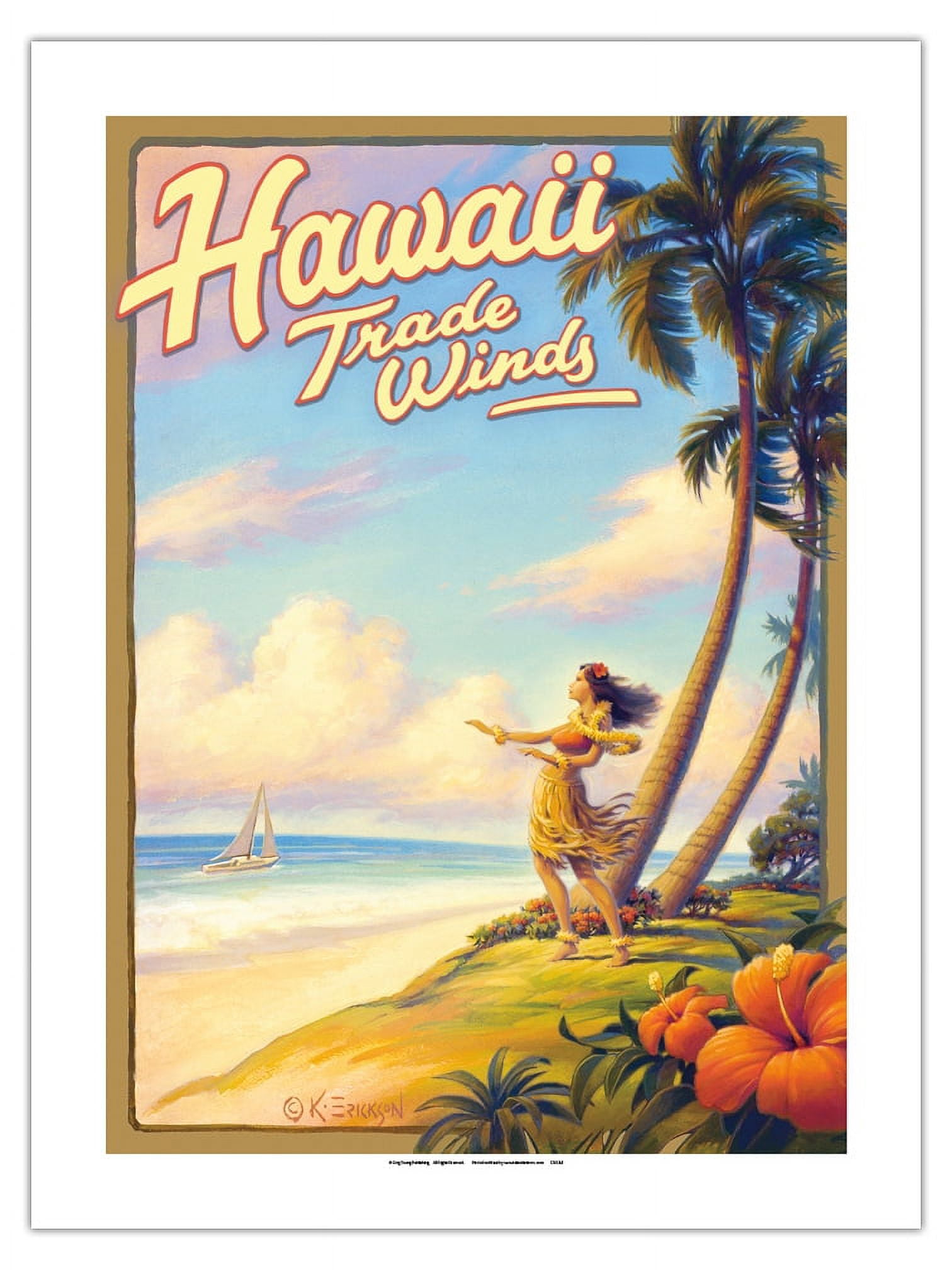 Hawaii Trade Winds - Hula Dancer - Vintage Hawaiian Travel Poster by ...