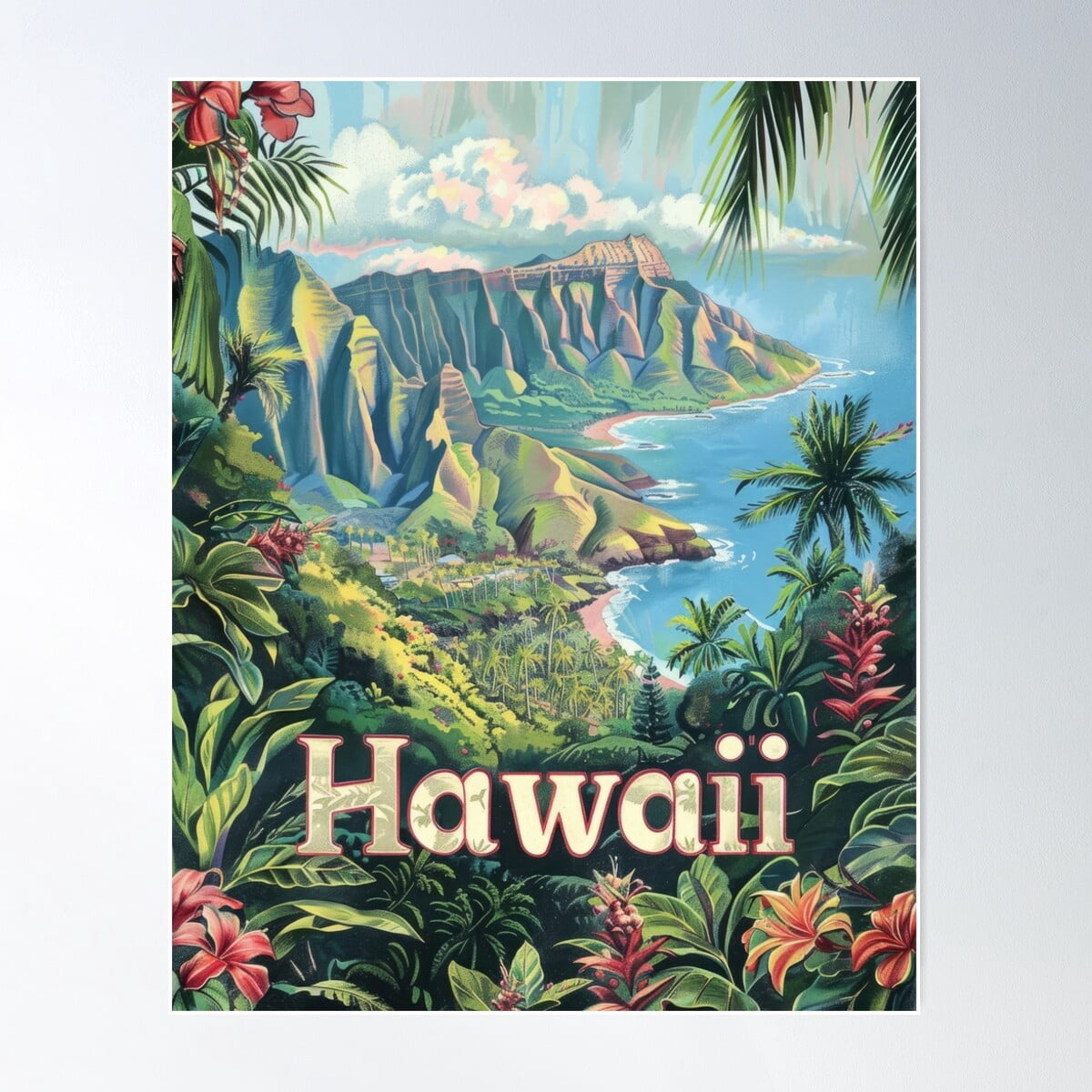 Hawaii Travel Poster Art Deco Art Print Poster Poster Wall Art, Modern ...
