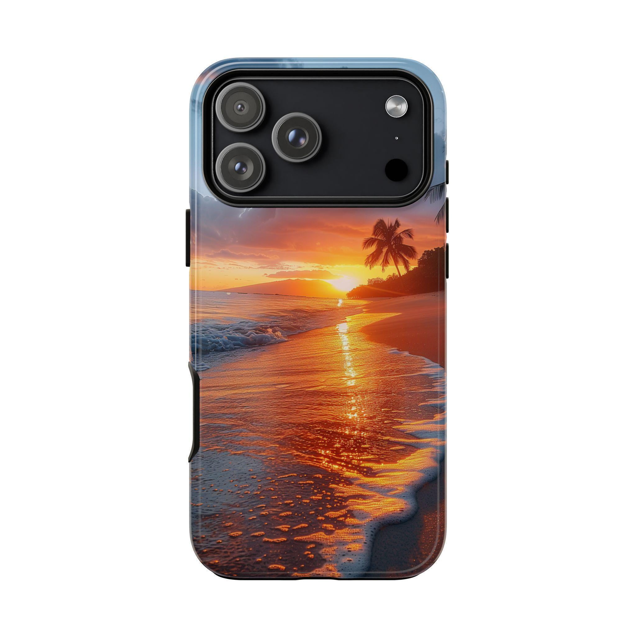 Hawaii Tropical Sunset Beach Waves Island Scene Phone Case 17 16 15 14 ...