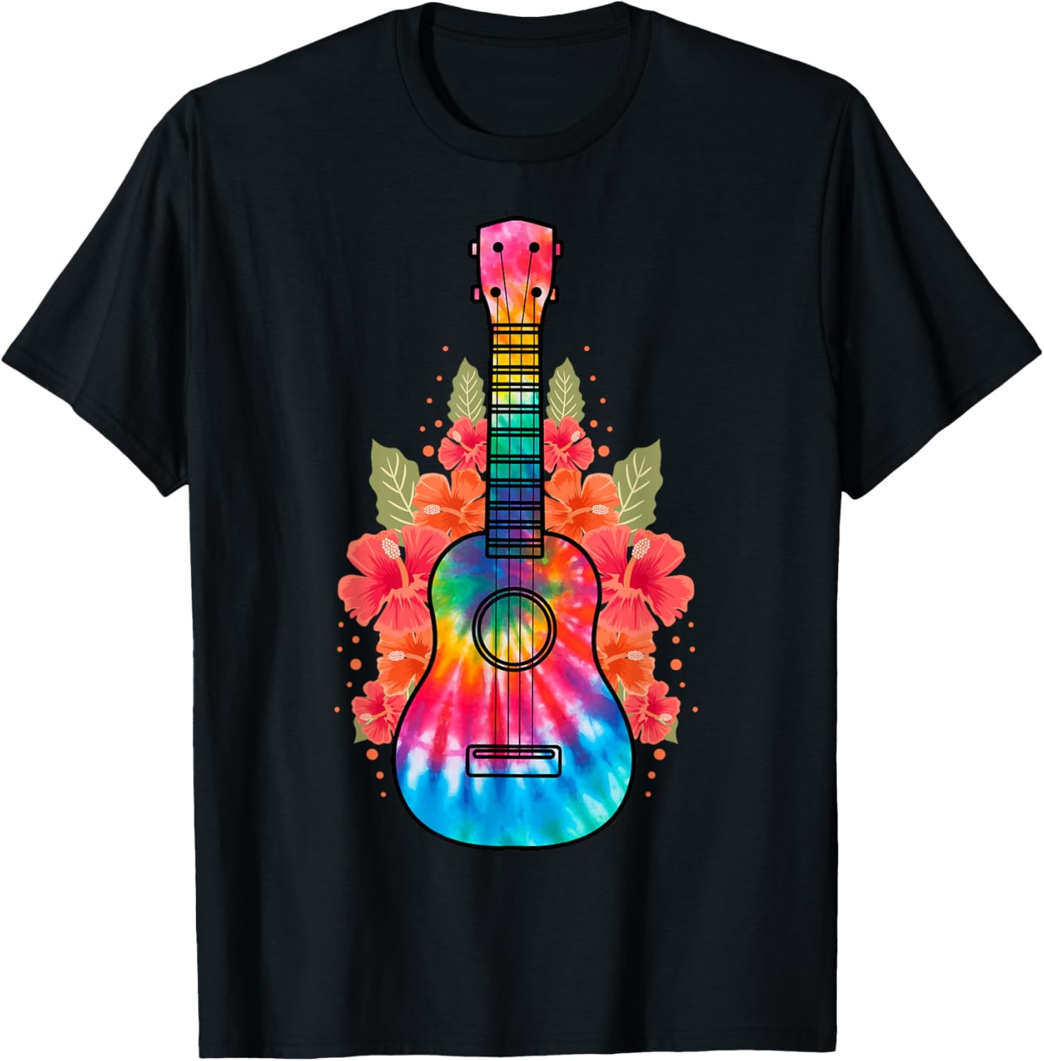 Hawaii Uke Flower Ukulele Guitar T-Shirt - Walmart.com