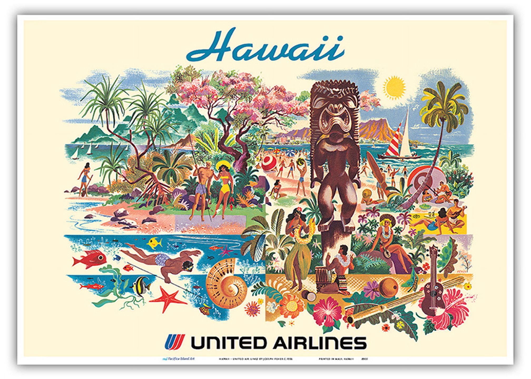 Hawaii - United Airlines - Vintage Airline Travel Poster by Joseph ...