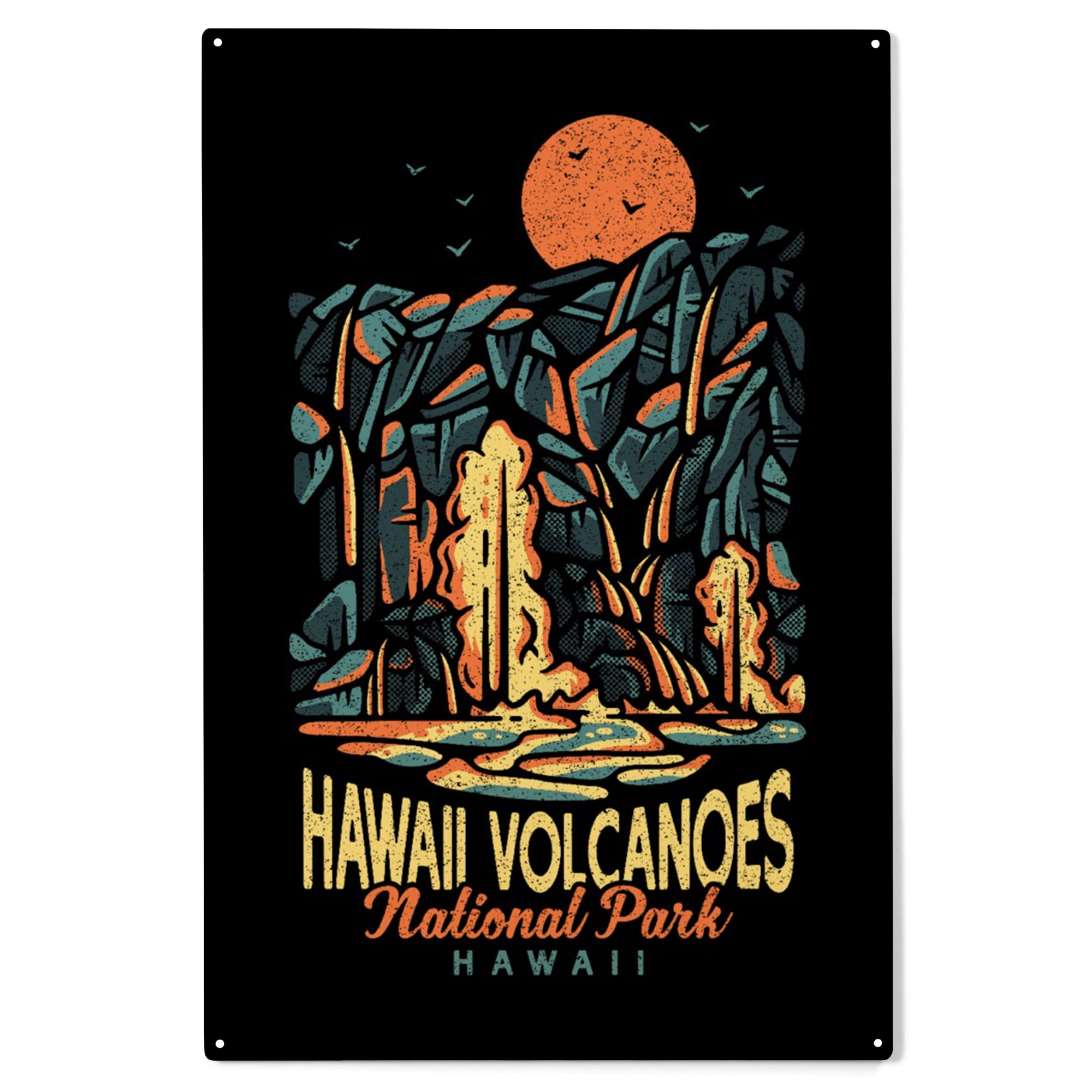 Hawaii Volcanoes National Park, Hawaii, Distressed Vector Birch Wood ...