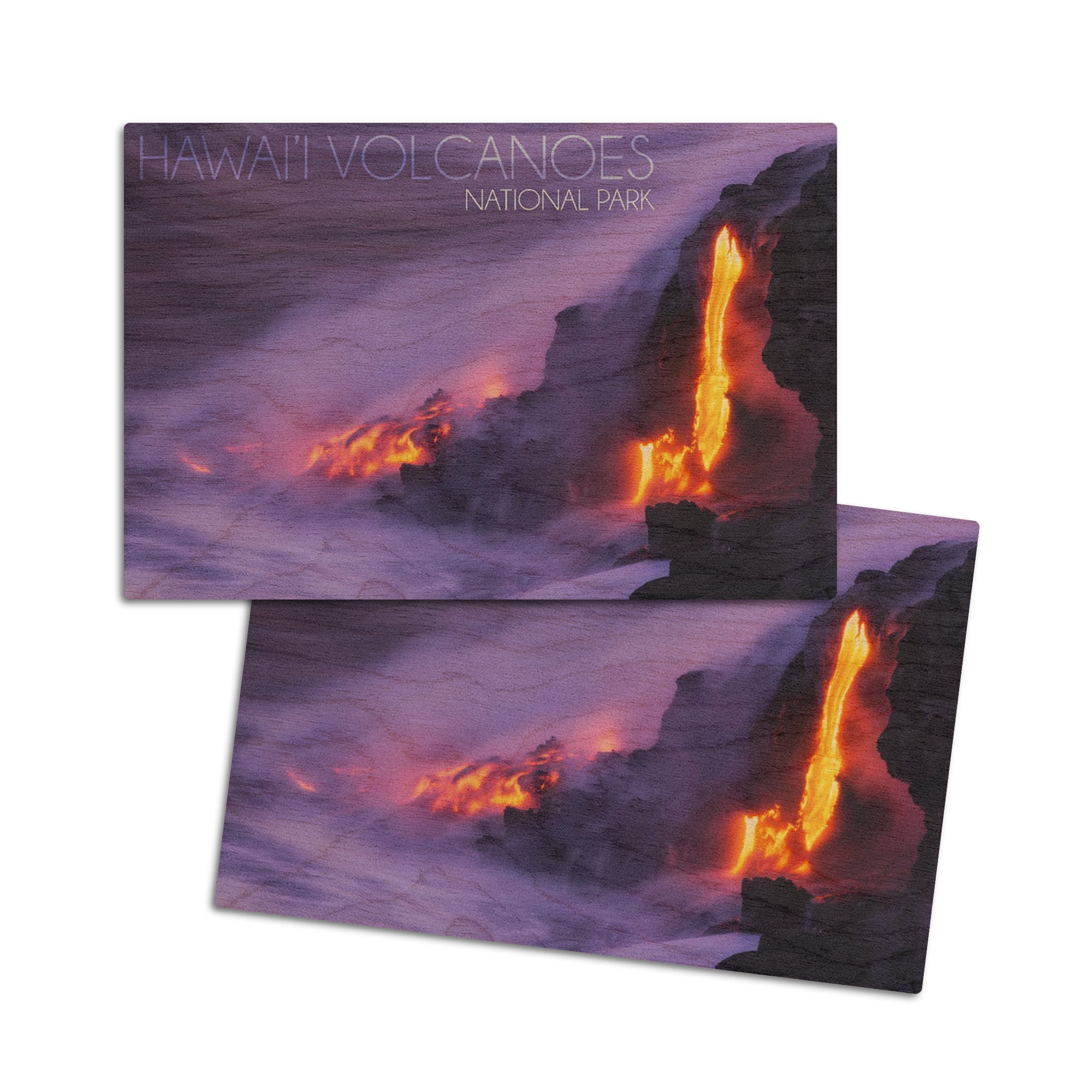 Hawaii Volcanoes National Park, Lava Flow (4x6 Birch Wood Postcards, 2 ...