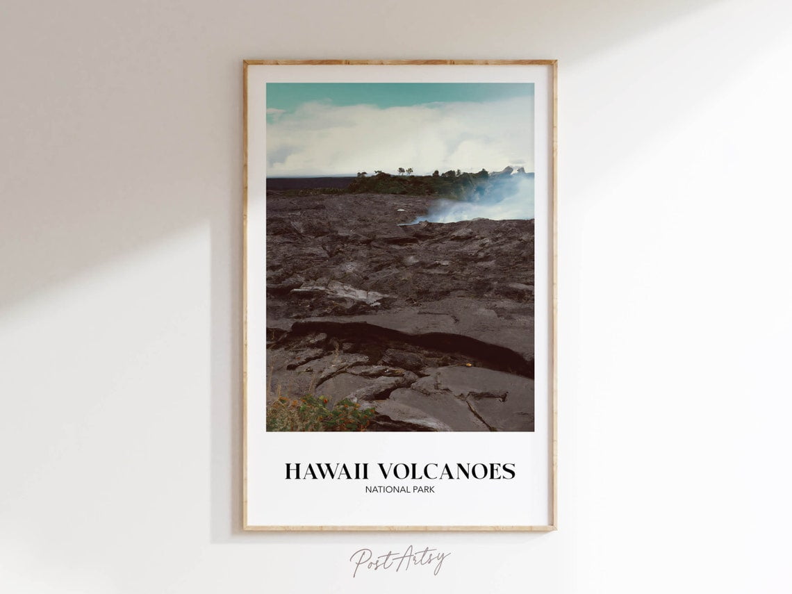 Hawaii Volcanoes National Park Poster, Country Travel Print, Midcentury ...