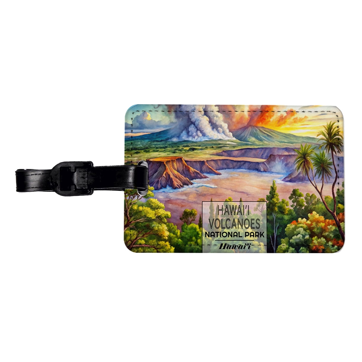 Hawaii Volcanoes National Park Watercolor Faux Leather Travel Luggage ...