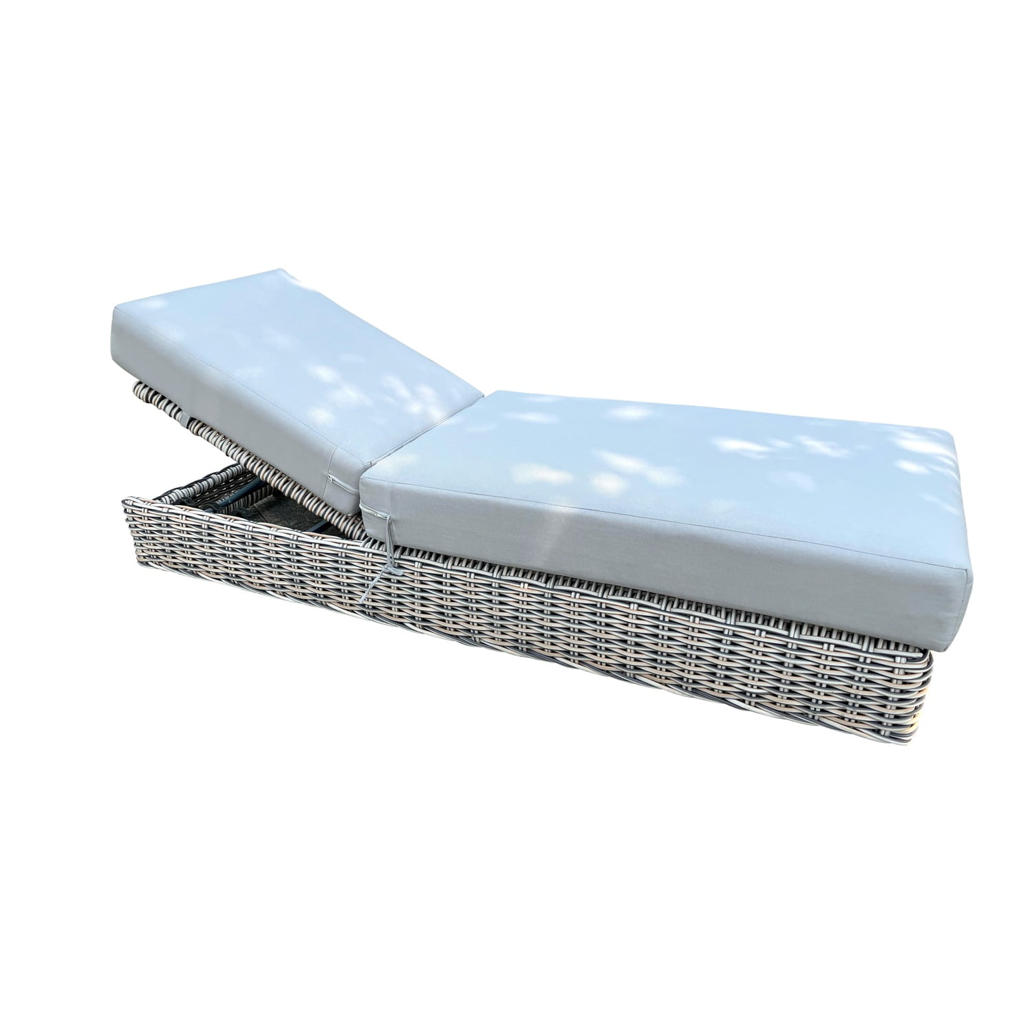 Hawaii Wicker / Rattan Gray Chaise Lounge in Silver Gray Cushion ...
