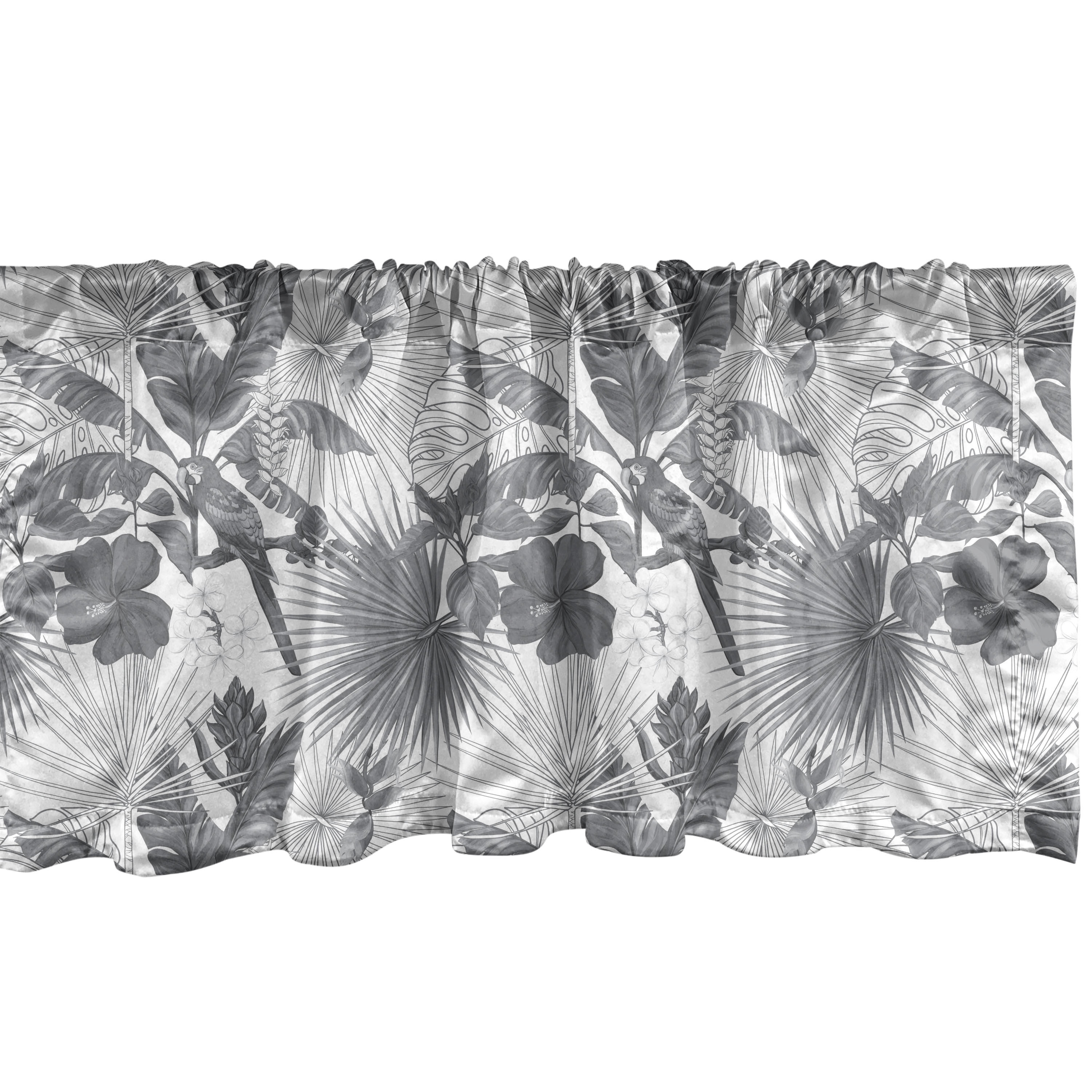 Hawaii Window Valance Pack of 2, Greyscale Exotic Jungle Floral Pattern ...