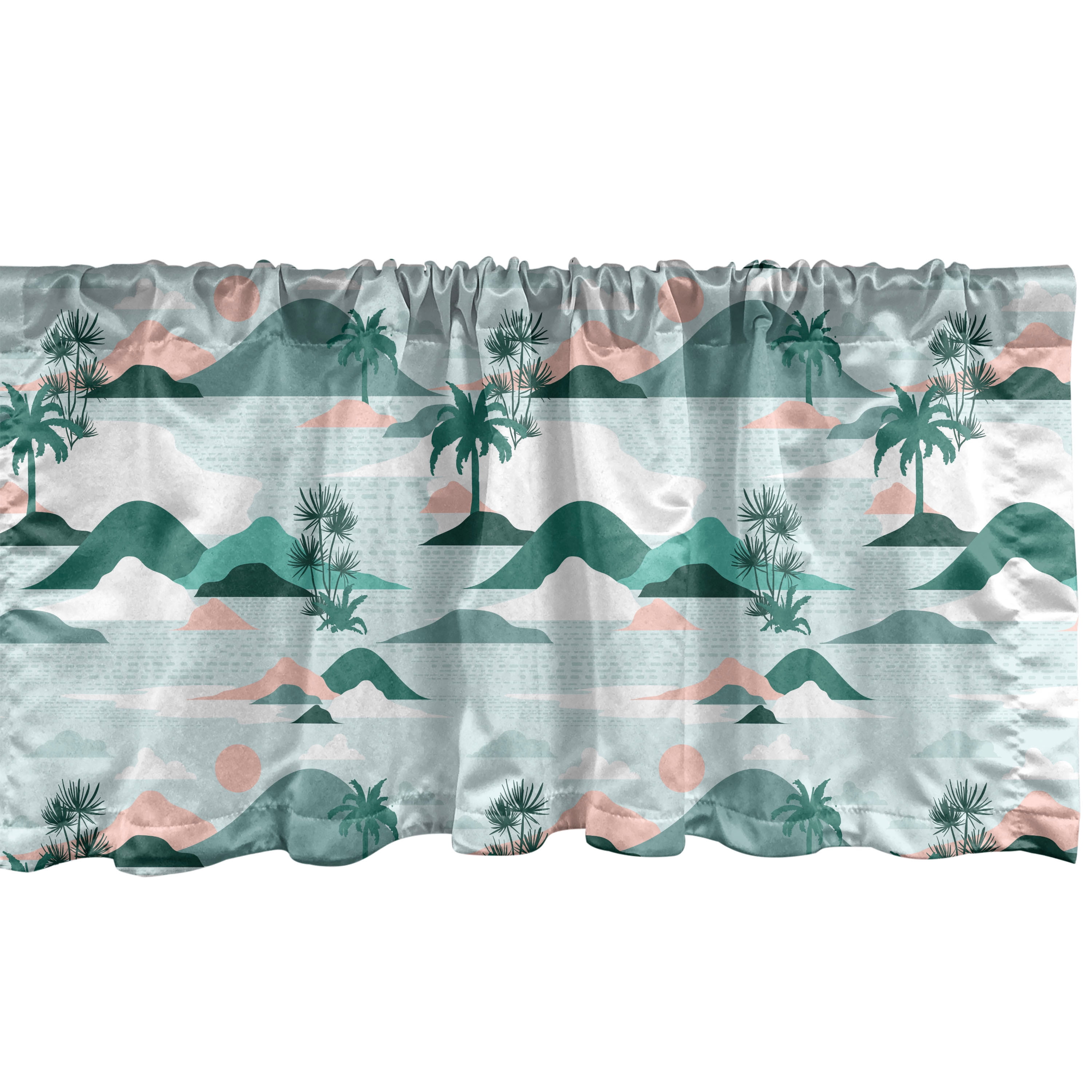 Hawaii Window Valance, Pastel Tones Palm Trees and Beach Hills Paper ...