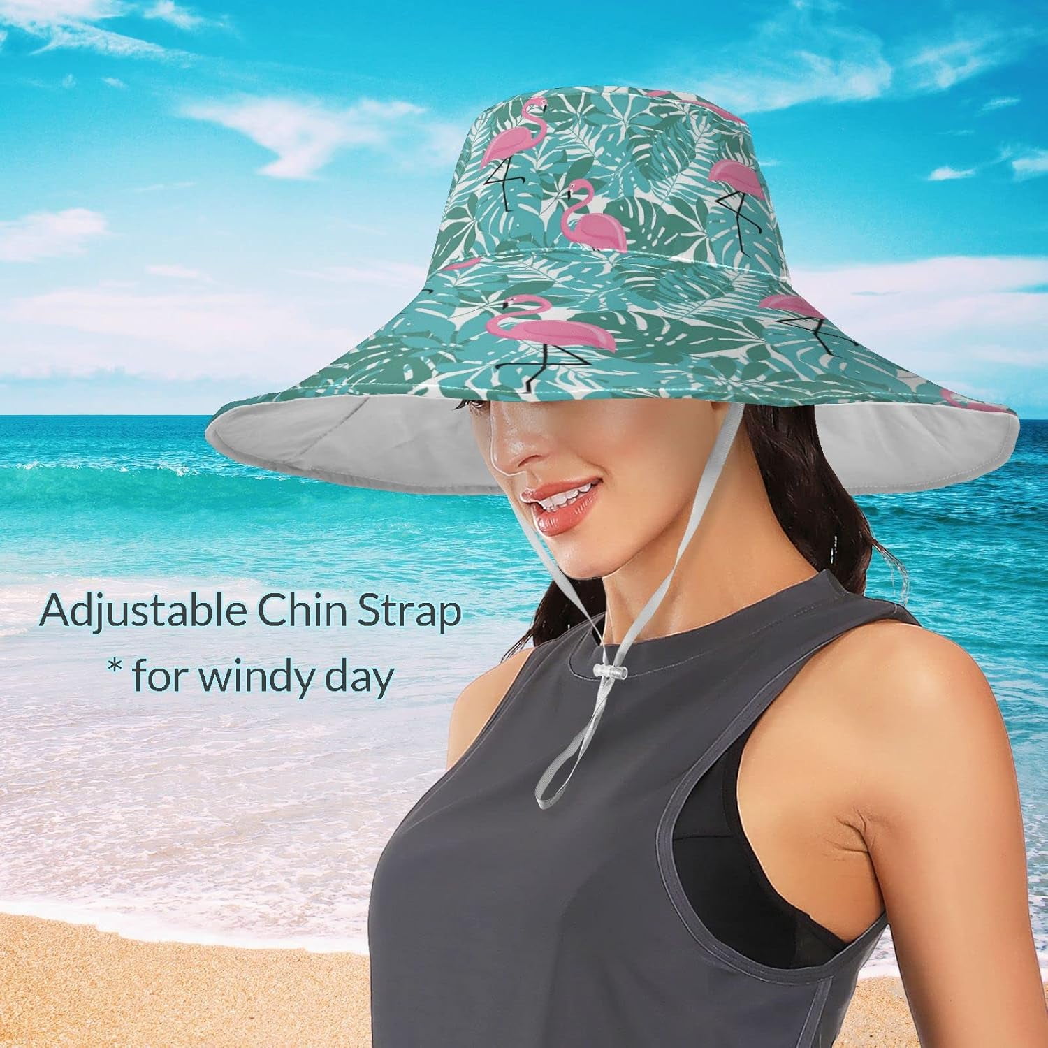 Hawaii Women'S Sun Hat Uv Protection Wide Brim Hat With Wind Lanyard ...